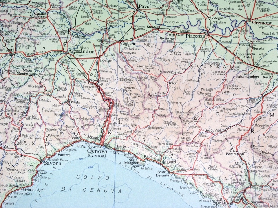 1956 VINTAGE MAP OF NORTHERN ITALY PIEDMONT LOMBARDY ALPS / SCALE 1: ...