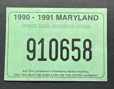 1990 ***MARYLAND*** Duck Hunting Permit License - Resident Senior | eBay