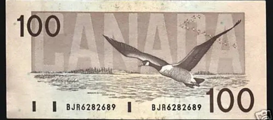 1988 CANADA 100 Dollars GEESE BIRD Banknote Uncirculated. Single $100 ...