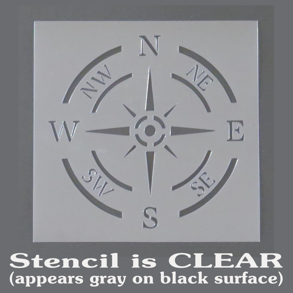Compass Face STENCIL Nautical/North South East West Travel/Sport - In 3 ...