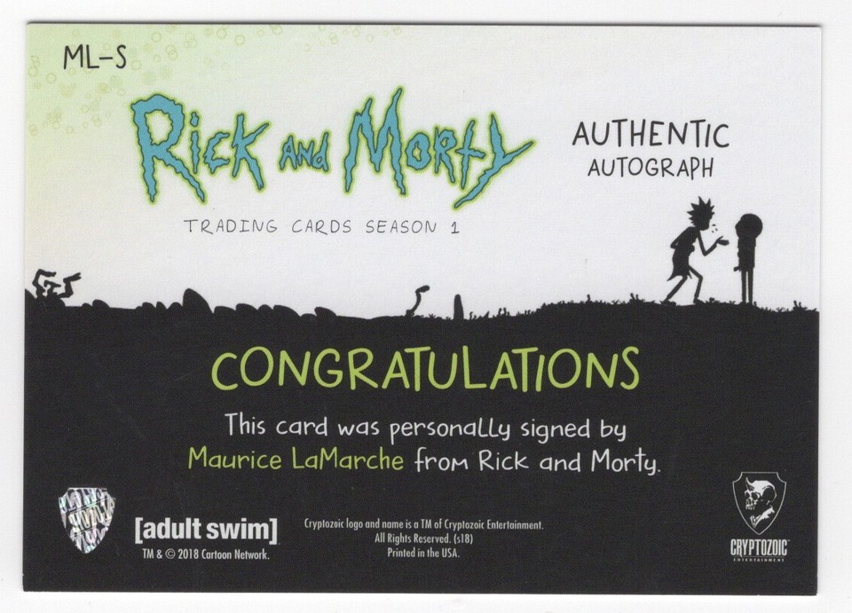Maurice LaMarche as Stu RICK AND MORTY Season 1 Autograph Card Auto ...