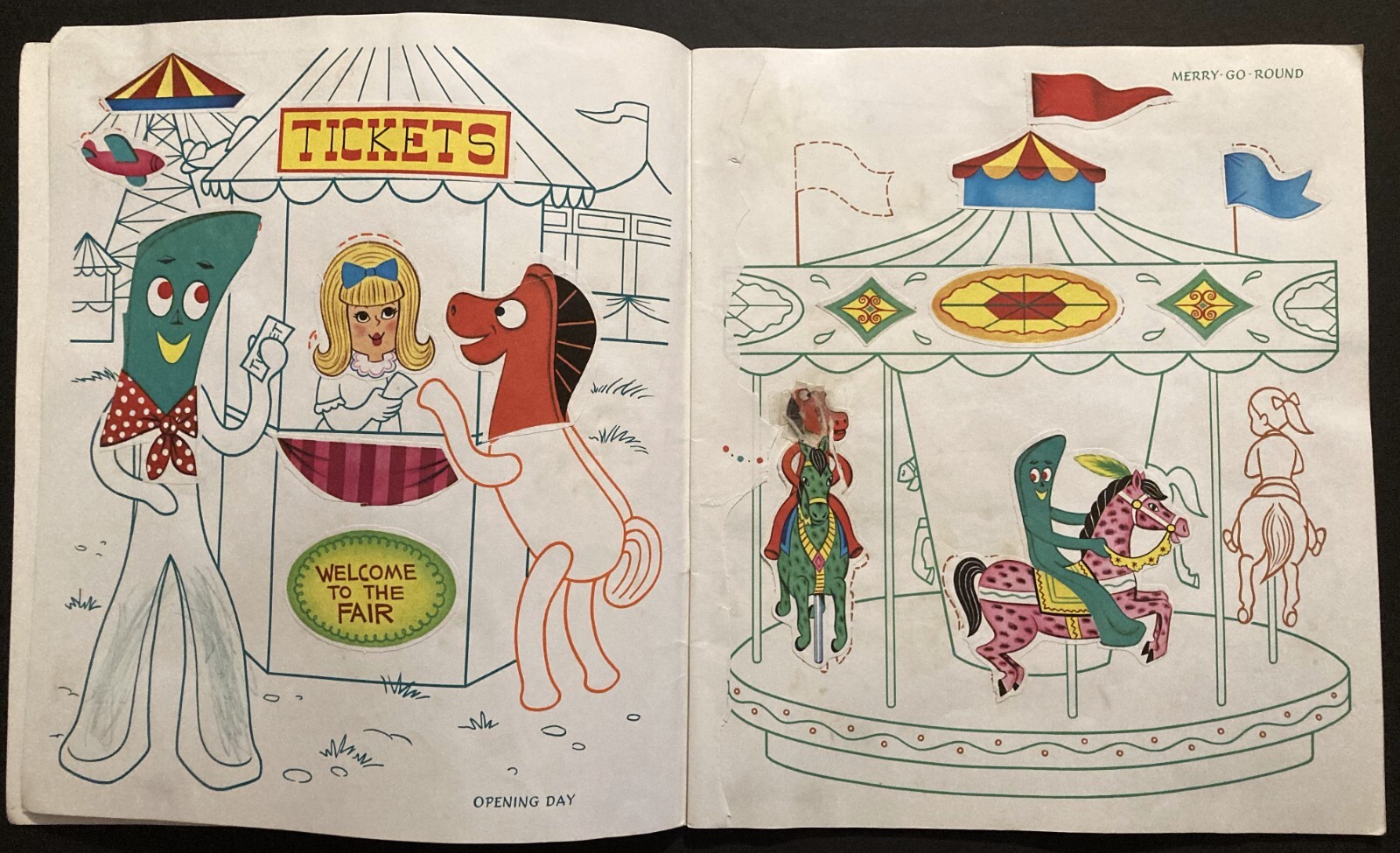 1968 WHITMAN "GUMBY AND POKEY STICKER BOOK" TV CLAYMATION SERIES ...