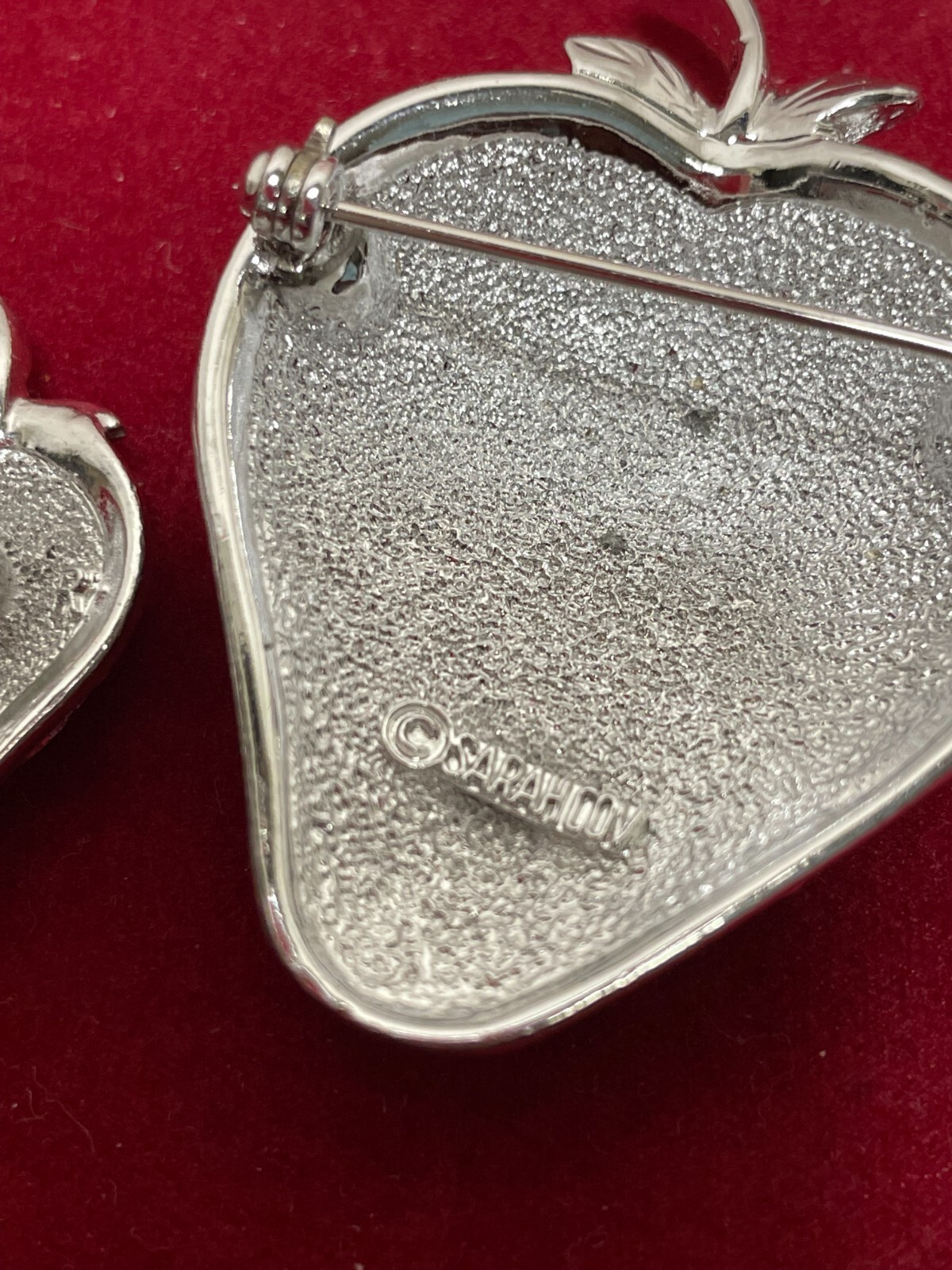 1960s Sarah Coventry Signed Silvertone Strawberry Bro… - Gem