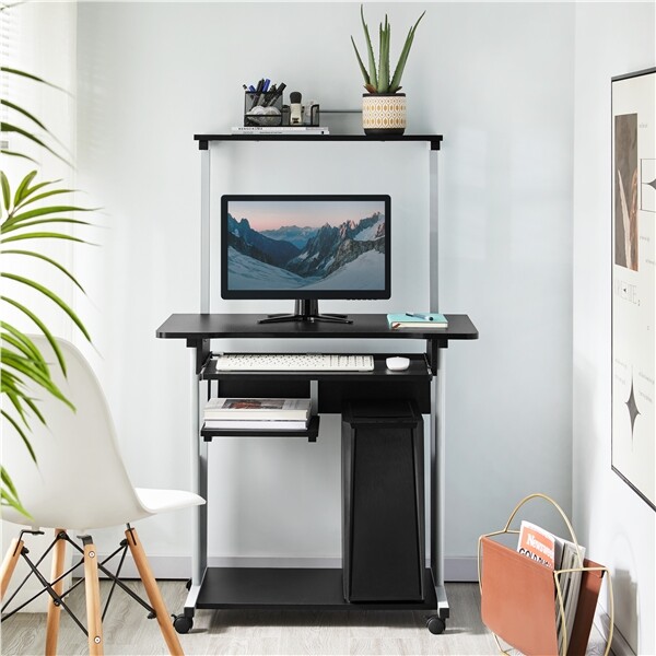 Rolling Computer Desk w/ Printer Shelf Laptop Writing Study Table Home ...