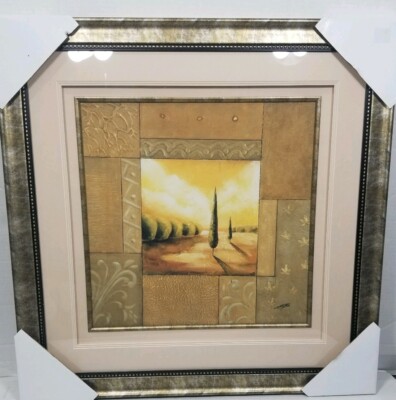 30x30 Gold/Silver-tone Picture Frame w/ Scenic Sunrise & Abstract ...
