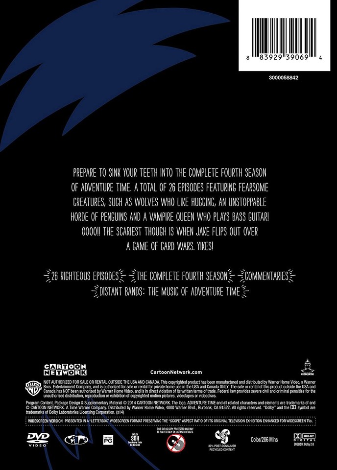 Adventure Time: Season 4 (DVD) Jeremy Shada John DiMaggio Tom Kenny (US ...
