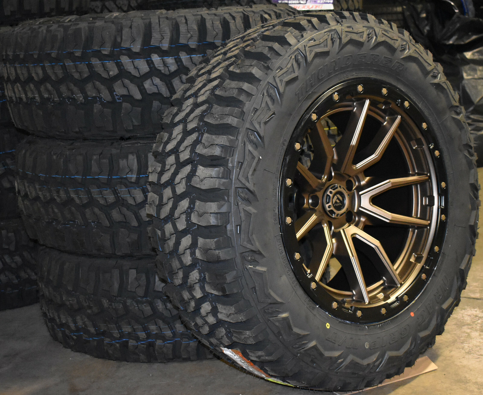 20x10 Fuel D681 Bronze Rebel Wheels 35" MT Tires 6x5.5 Chevy Silverado ...