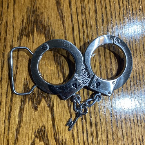 Vintage Cut-Out Handcuffs Design Novelty Belt Buckle Light Scratches On ...