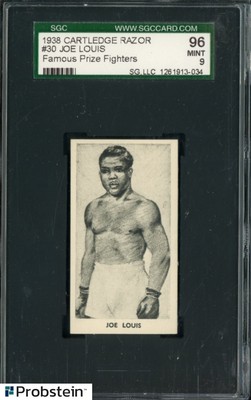1938 Cartledge Razor Famous Prize Fighters Boxing #30 Joe Louis SGC 96 ...