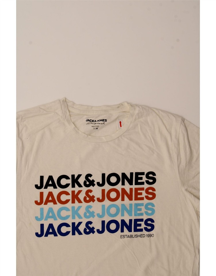 JACK & JONES Mens Graphic T-Shirt Top Medium Off White Cotton BG15 | eBay