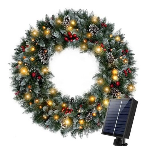 Solar Wreath with 250 LED Lights, 48 inch Large Christmas Wreath with ...