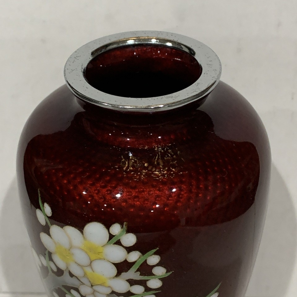 Vintage Japanese Ginbari Cloisonne Vase Pigeon Blood And Cherry Blossom ...
