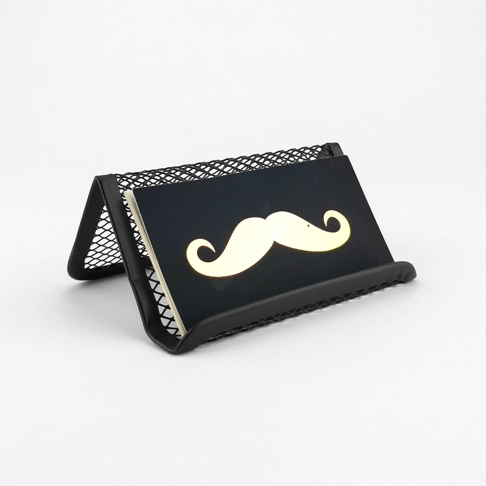 Business Card Holder - Metal Mesh Name Card Holder for Office - Black ...