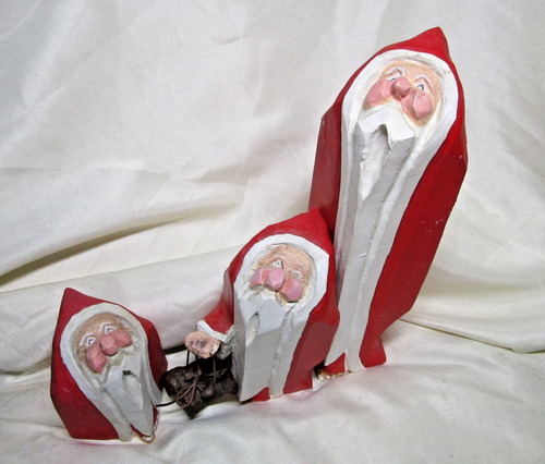 Barefoot Santa Set Dept. 56 Folk Art Wood-Like Sculpture Christmas ...