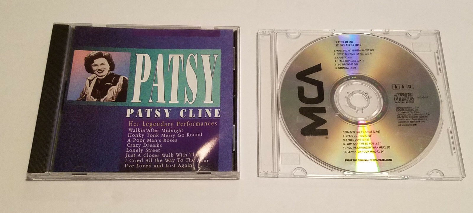 Patsy Cline CD LOT: Her Legendary Performances CD 1994 + 12 Greatest ...