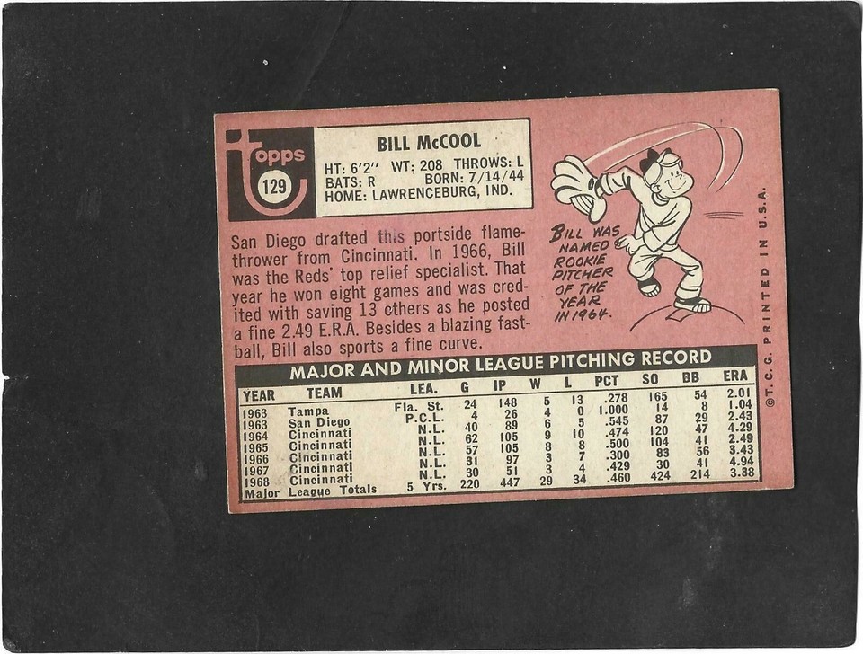 1969 Topps MLB # 129 Bill McCool | eBay