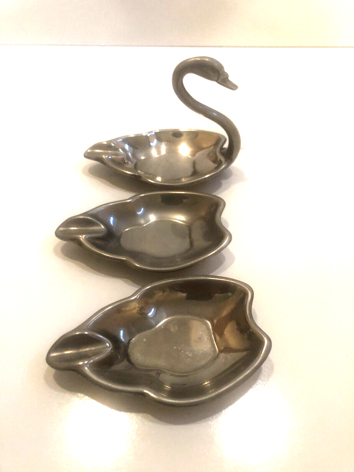 Vintage Seba Silver Plated Nesting Stacking Swan Ashtrays Made in ...