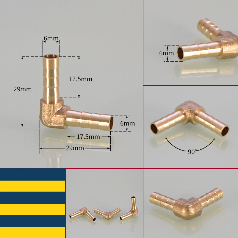 Elbow Hose Barb Brass Fitting 90° Equal Adapter L Shape Fitting Tube OD ...