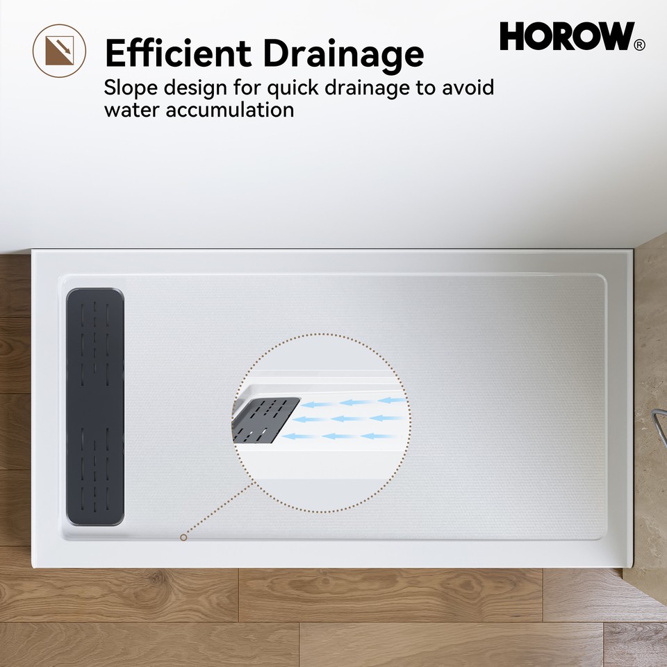 HOROW Shower Base, Slip-Resistant Rectangle Single Threshold Shower Pan ...
