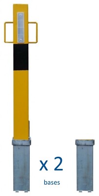 Heavy Duty Yellow Removable Security Post with Lift Out Handles & 2 x ...