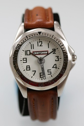 Craftsman Relic Watch Men Silver Stainless St Leather Brown WR White ...