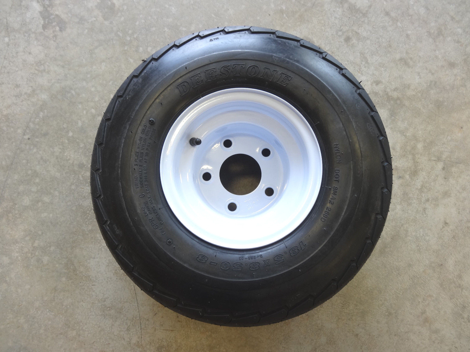 18.5X8.50-8 Deestone D268 Trailer Tire 6 ply rated on 5 Hole Wheel 18 ...