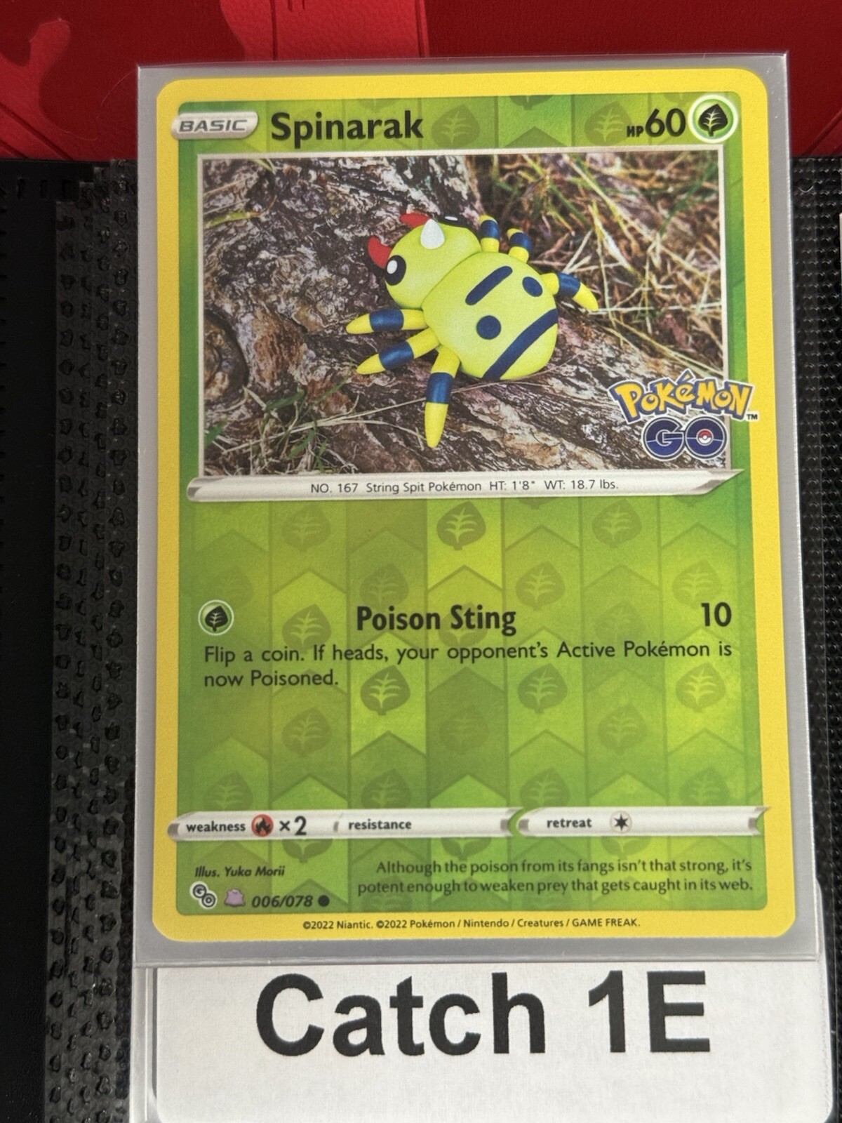 Pokémon TCG Spinarak Pokemon Go 006/078 Reverse Holo UNPEELED DITTO ...