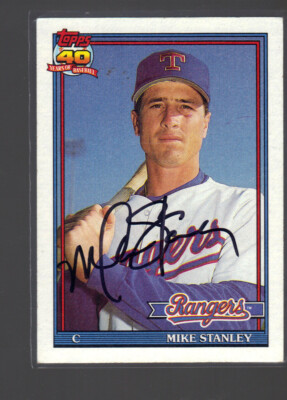 MIKE STANLEY TEXAS RANGERS AUTOGRAPHED BASEBALL CARD | eBay