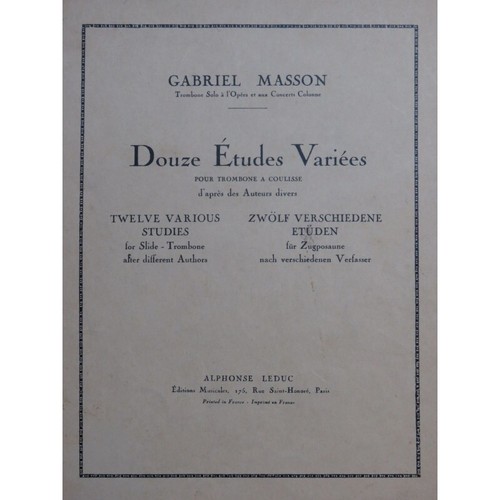 MASSON Gabriel Douze Études Variées Trombone 1953 | eBay