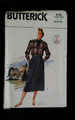 Butterick 6760 ladies sewing pattern J.E. Hook top skirt New size 8-10 ...