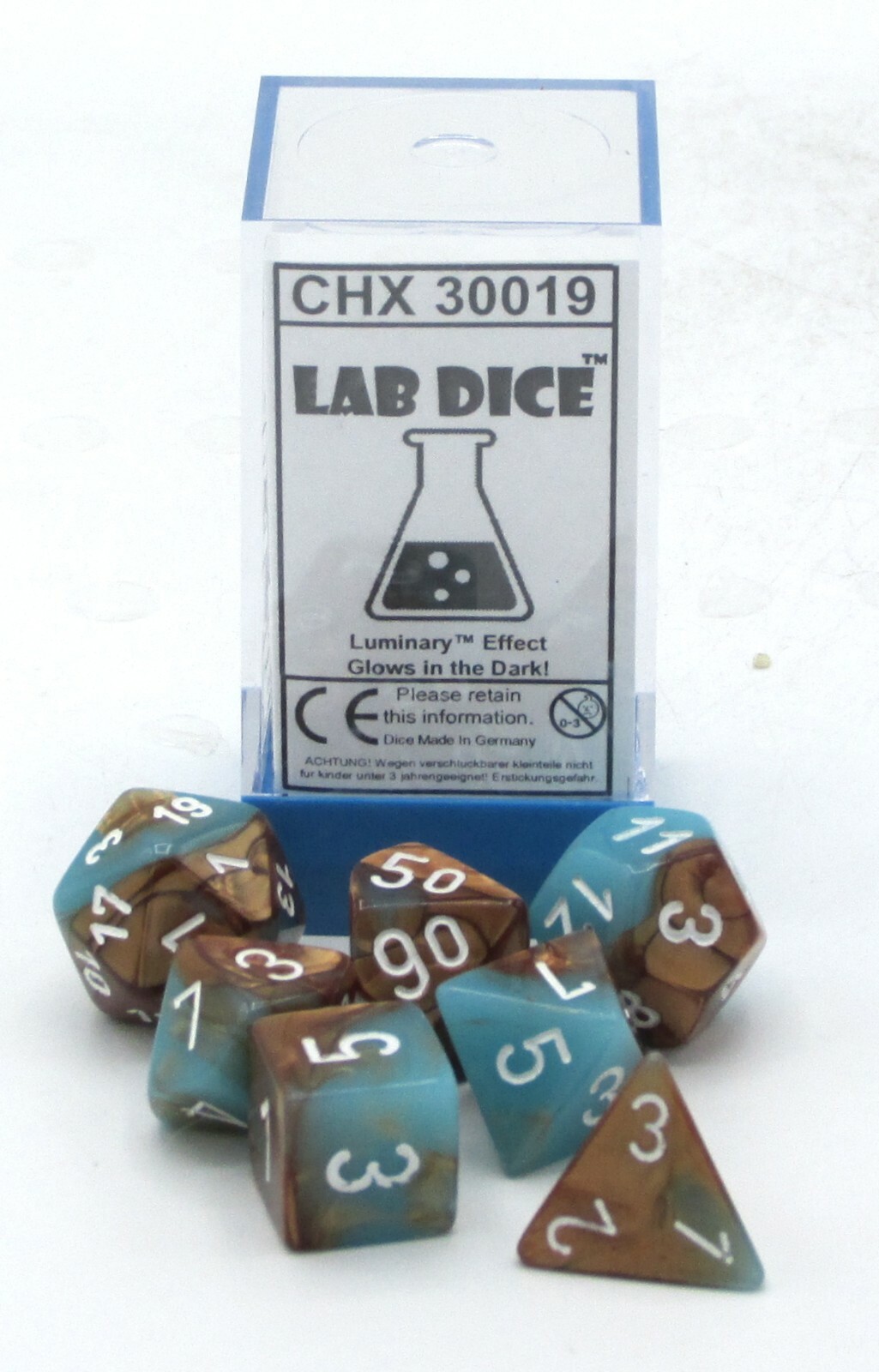 Chessex Lab Dice CHX 30019 Gemini Copper-Turquoise/White (Polyhedral 7 ...