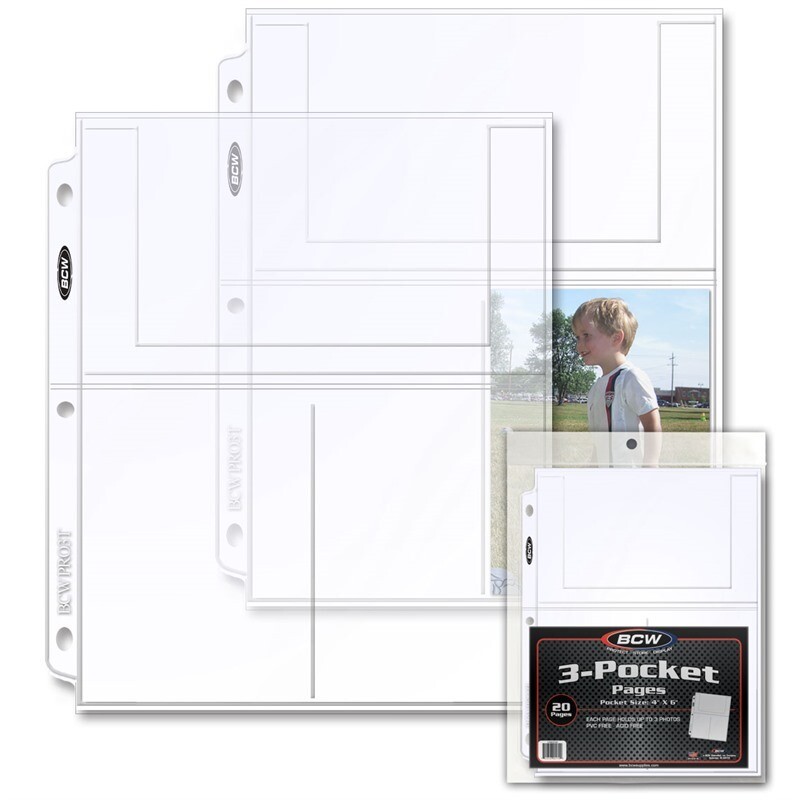3 Pocket Pages 4x6 Clear For Photos Or Postcards / Coupons 20 Sheets 1 ...