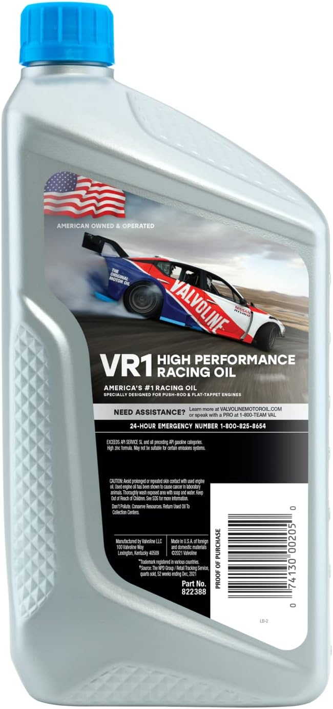 6-PACK Valvoline VR1 Racing SAE 10W-30 High Performance High Zinc Motor ...