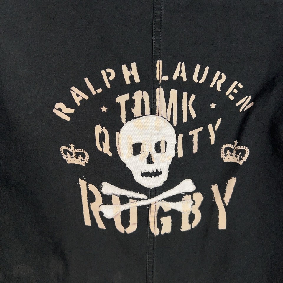 Ralph Lauren Rugby Jacket Mens XL Black Hooded Skull Patch Field Jacket ...