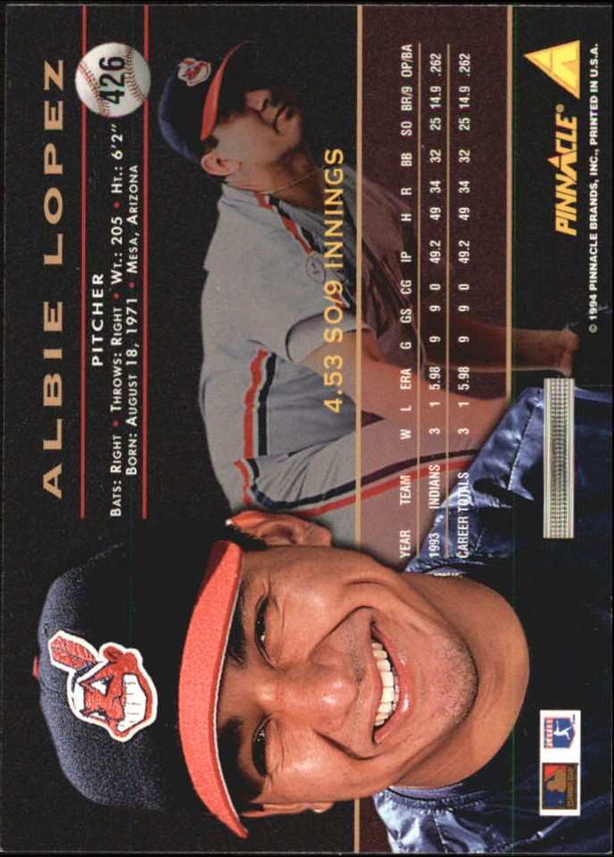 1994 Pinnacle Baseball Card #426 Albie Lopez | eBay