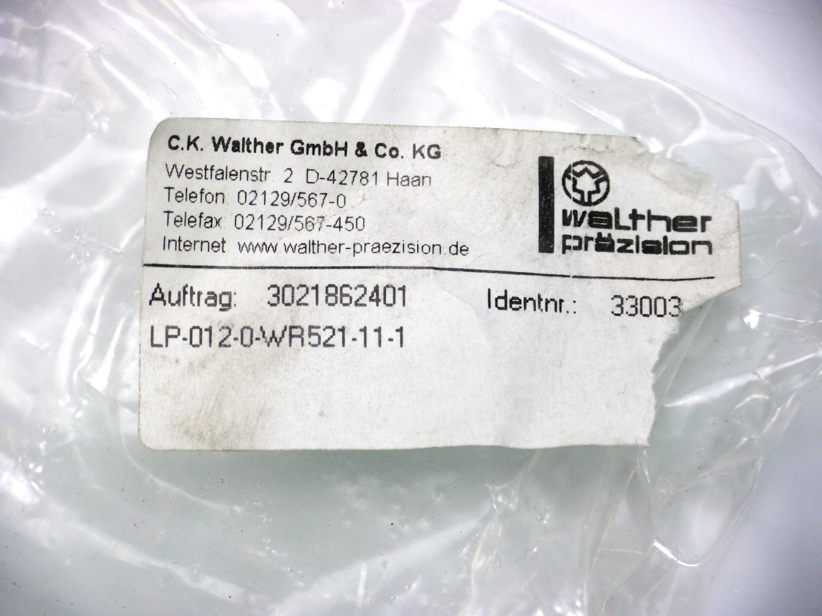 WALTHER-PRÄZISION Schnellkupplung LP-012-0-WR521-11-1 quick couplings ...