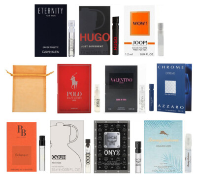 10 Men's Cologne Sample vials with Organza Bag Travel Size | eBay