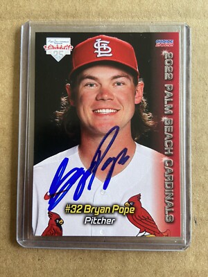 Signed 2022 Palm Beach Cardinals Bryan Pope RC Rookie St Louis ...