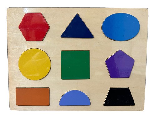 Vintage Wooden Puzzle SHAPES 9 Pieces -Educational Solid Wood | eBay