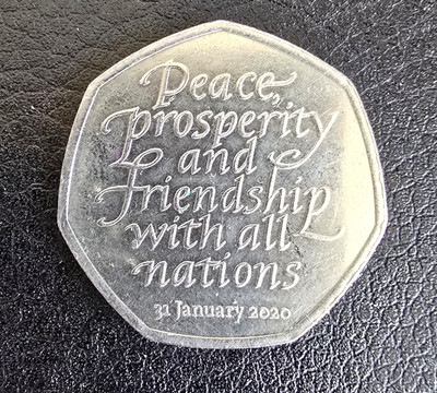 Very Rare Brexit 50p Coin – Peace, Prosperity & Friendship With All ...