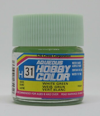 Mr Hobby Gunze Aqueous Water Based Acrylic Paint White Green Gloss 10ml ...