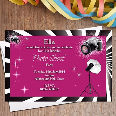 10 Personalised Girls Photo Shoot Birthday Party Invitations N109 | eBay UK