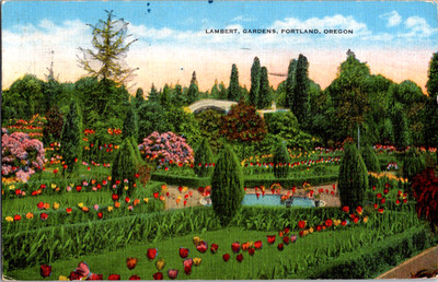 Vintage Postcard Portland Oregon Lambert Gardens Colorful Flowers ...