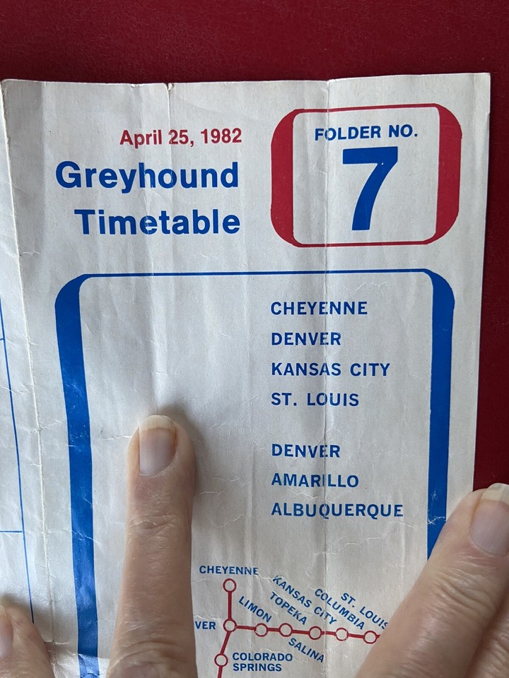 Greyhound Bus Lines Timetable April 25, 1982 Folder No 7, Cheyenne ...