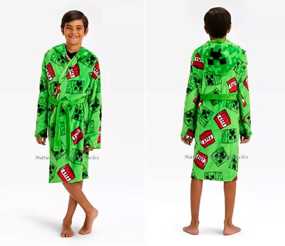 Minecraft Robe Boys Size 4-14 Bathrobe Pajama Swimsuit Cover Up Costume ...