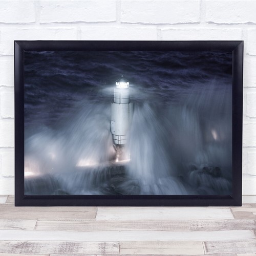 Lighthouse Night Long Exposure Storm Wall Art Print | eBay