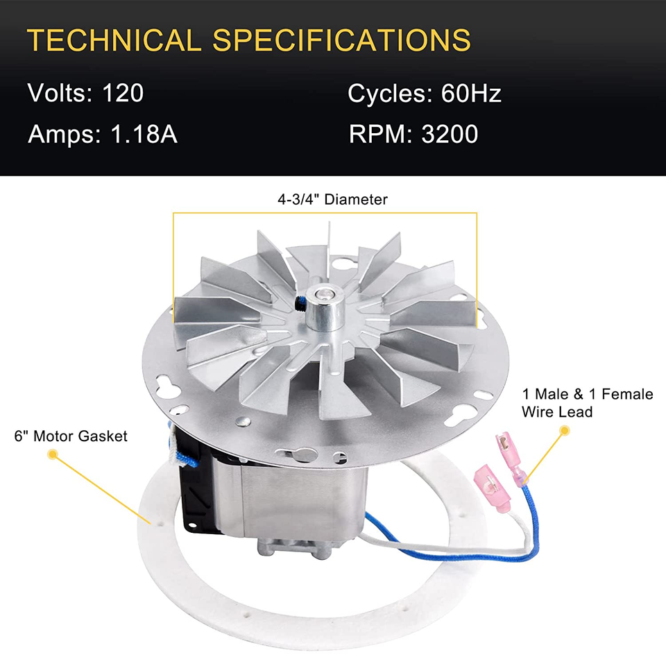A-E-027 Combustion Blower Exhaust Fan Motor for Breckwell P23, P22, P24 ...