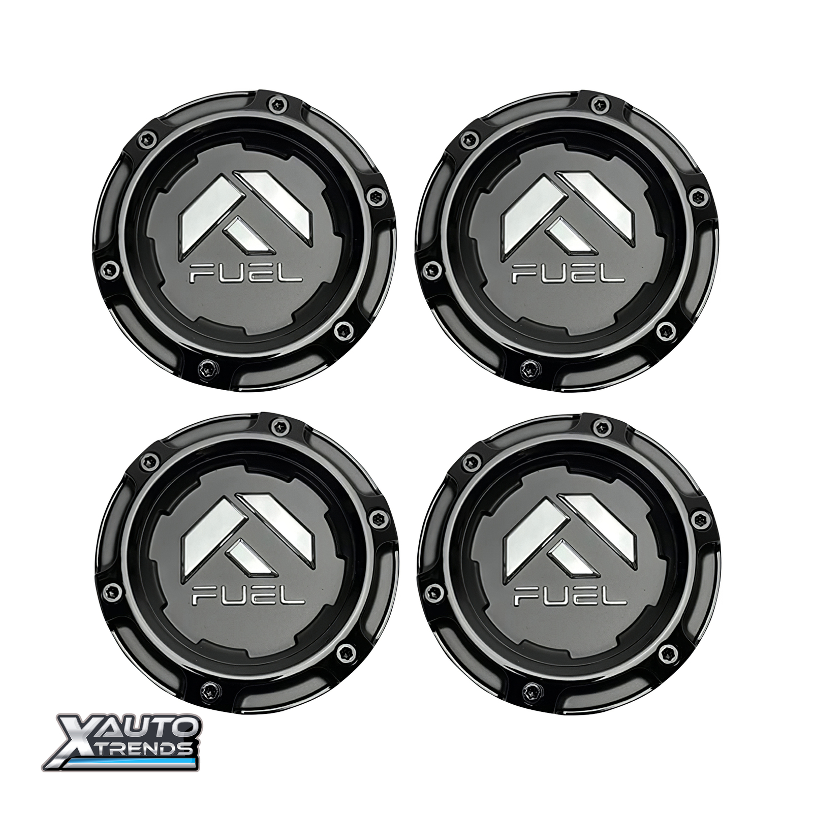 4 x Fuel Off-Road Gloss Black / Matte Black Wheel Center Cap 1005 ...