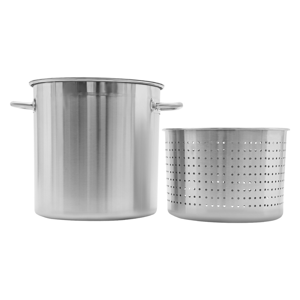 37 QT Stainless Steel Seafood Boil Pot With Basket Heavy Duty Cooking ...