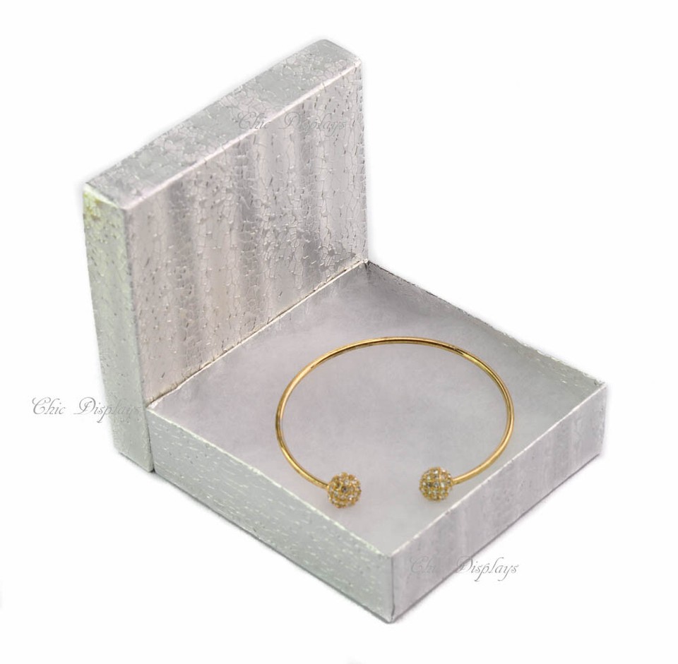 Silver Cotton Filled Gift Boxes Silver Jewelry Gift Box Jewelry 20~50 ...